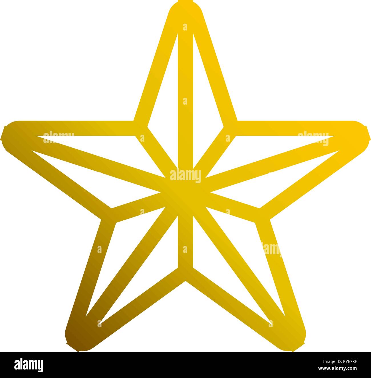 Star symbol icon - golden gradient outline, 5 pointed rounded, isolated ...