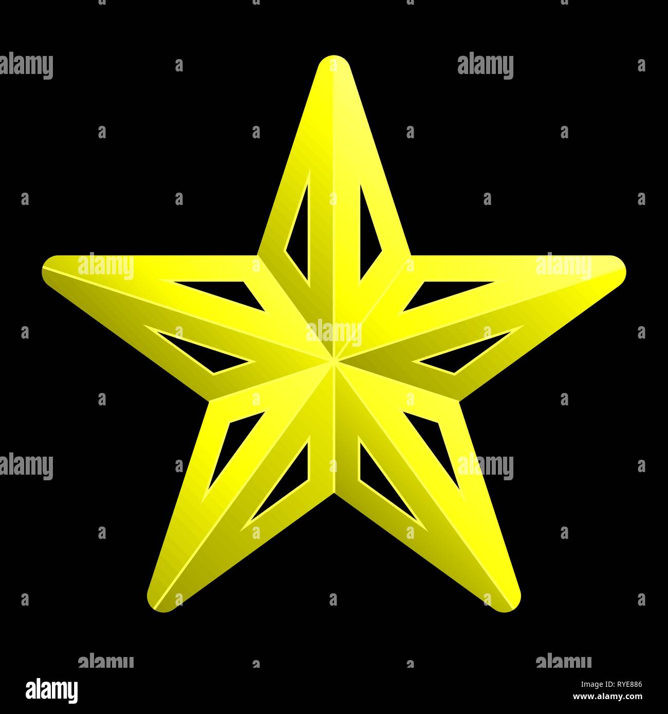 Star symbol icon - yellow gradient 3d, 5 pointed rounded, isolated ...