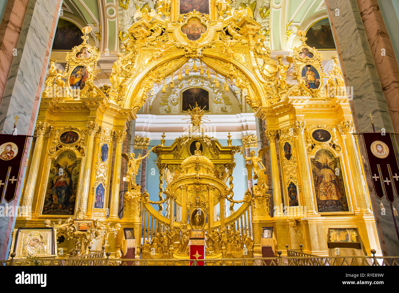 SAINT PETERSBURG, RUSSIA - APRIL 27: Interior, Peter and Paul Cathedral ...