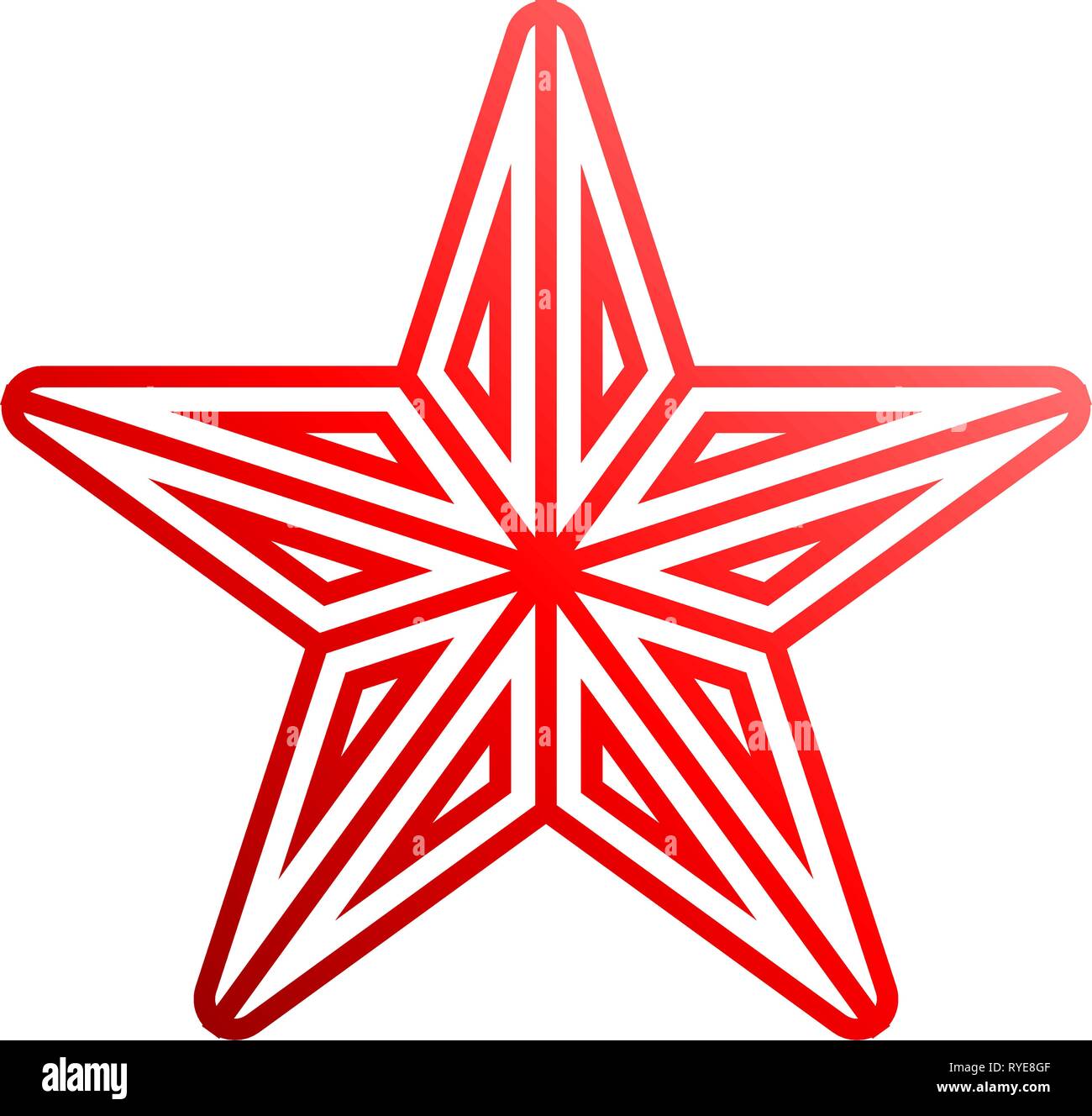 Star symbol icon - red gradient outline, 5 pointed rounded, isolated ...