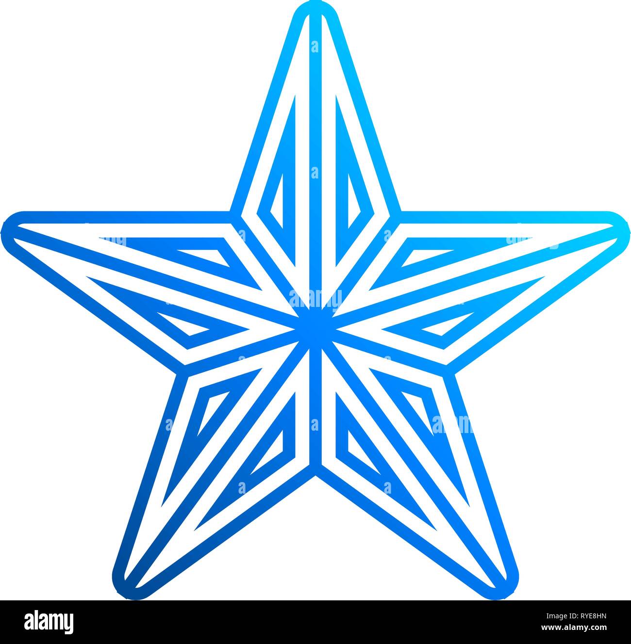 Star symbol icon - blue gradient outline, 5 pointed rounded, isolated ...