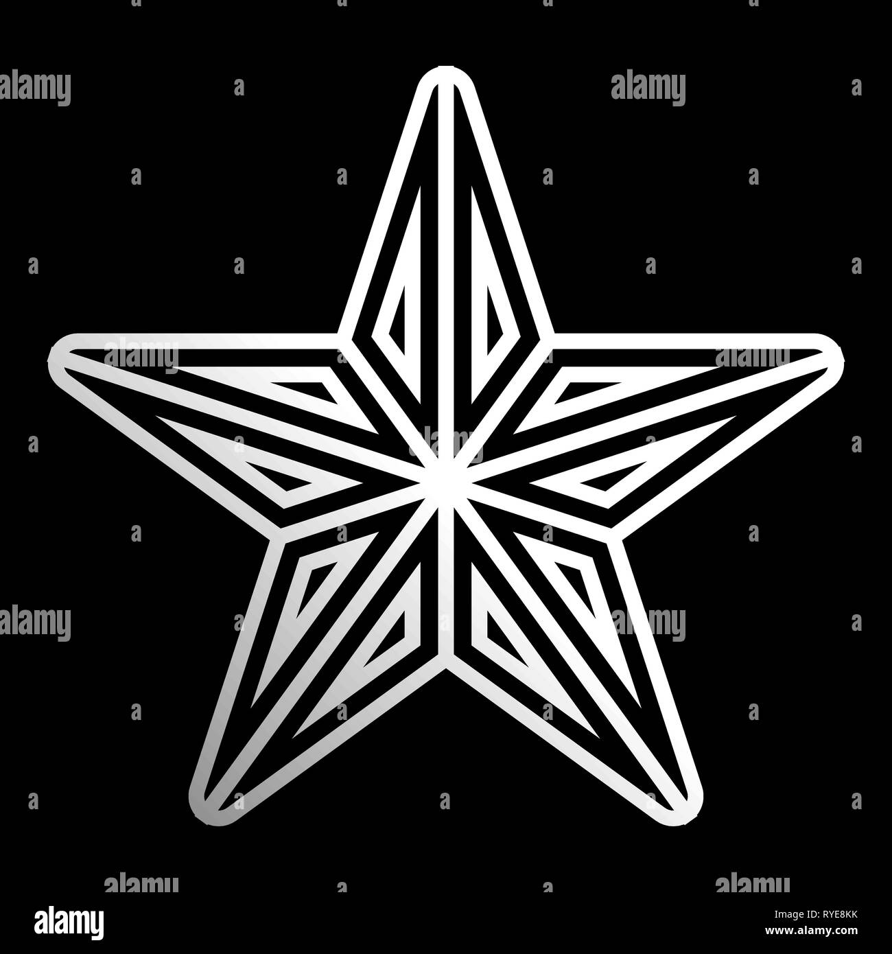 Star symbol icon - white gradient outline, 5 pointed rounded, isolated ...