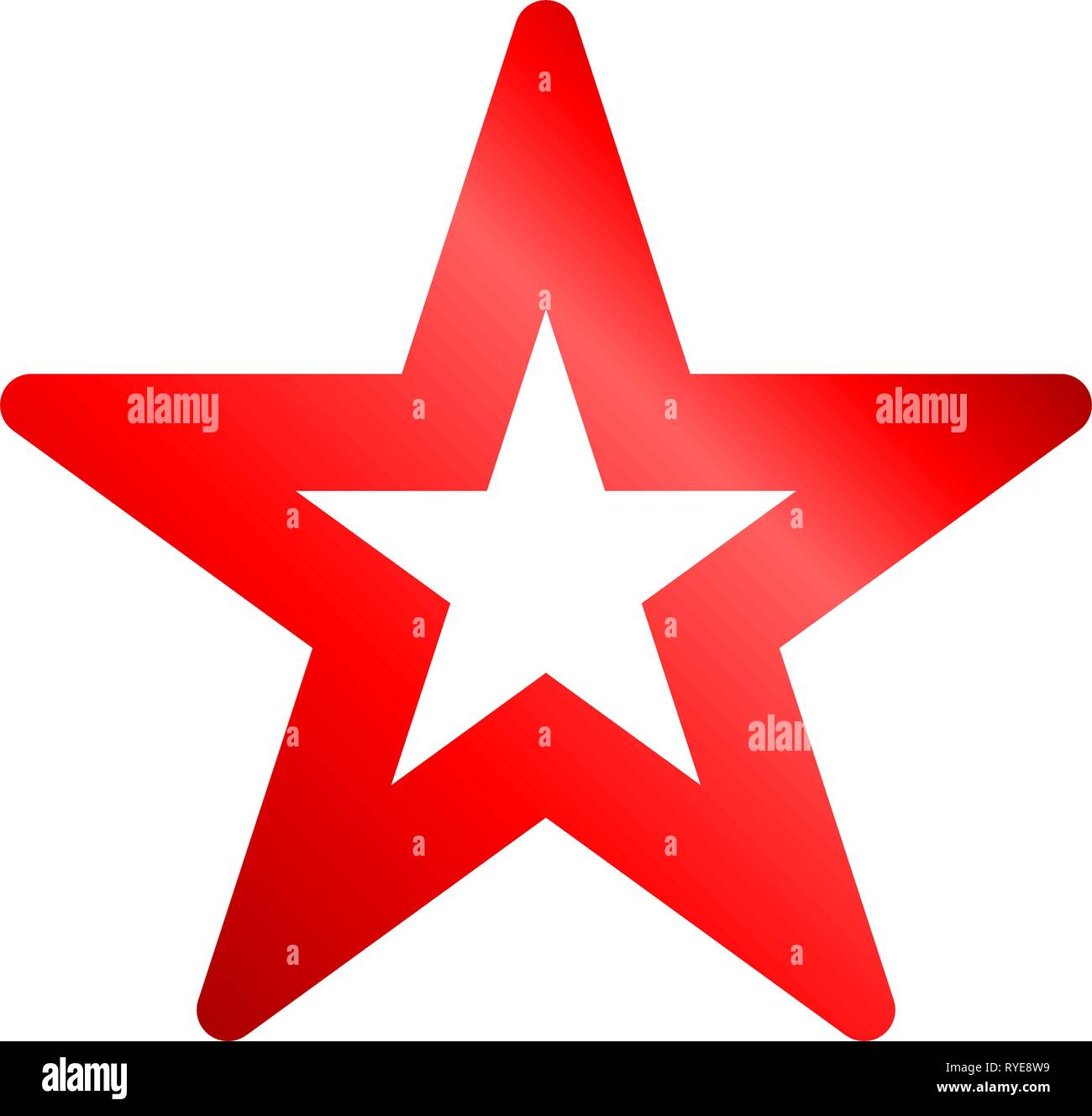 Star symbol icon - red hollow gradient, 5 pointed rounded, isolated ...