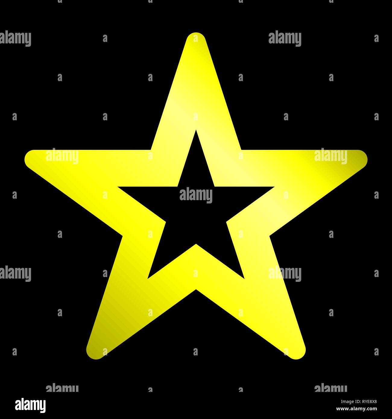 Star symbol icon - yellow hollow gradient, 5 pointed rounded, isolated ...