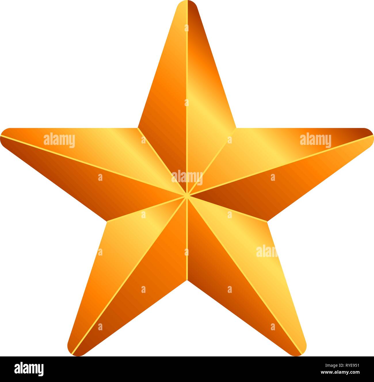 Star symbol icon - orange gradient 3d, 5 pointed rounded, isolated ...