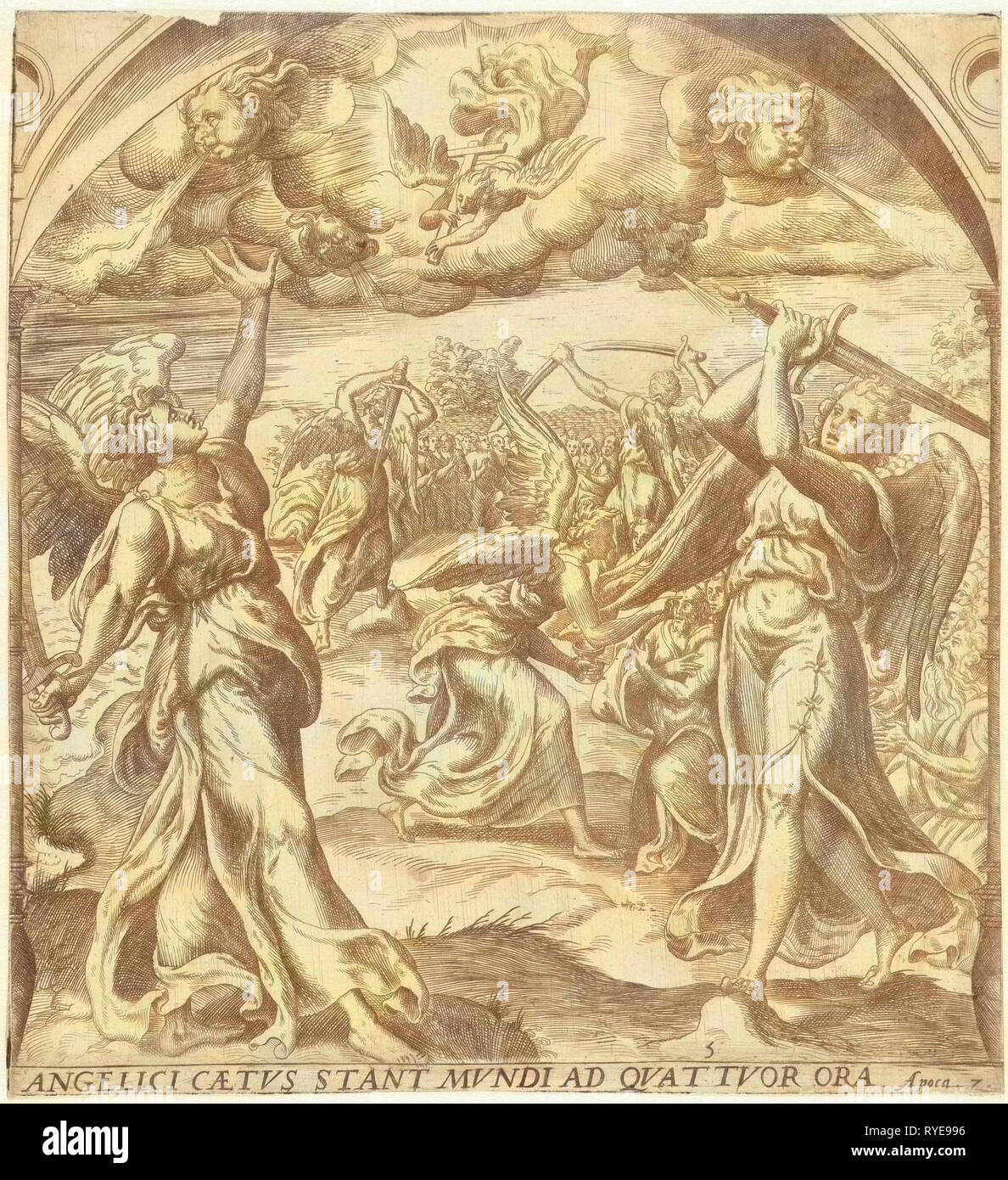 Four angels hold the four winds, Gerard P. Groenning, 1563-1574 Stock ...