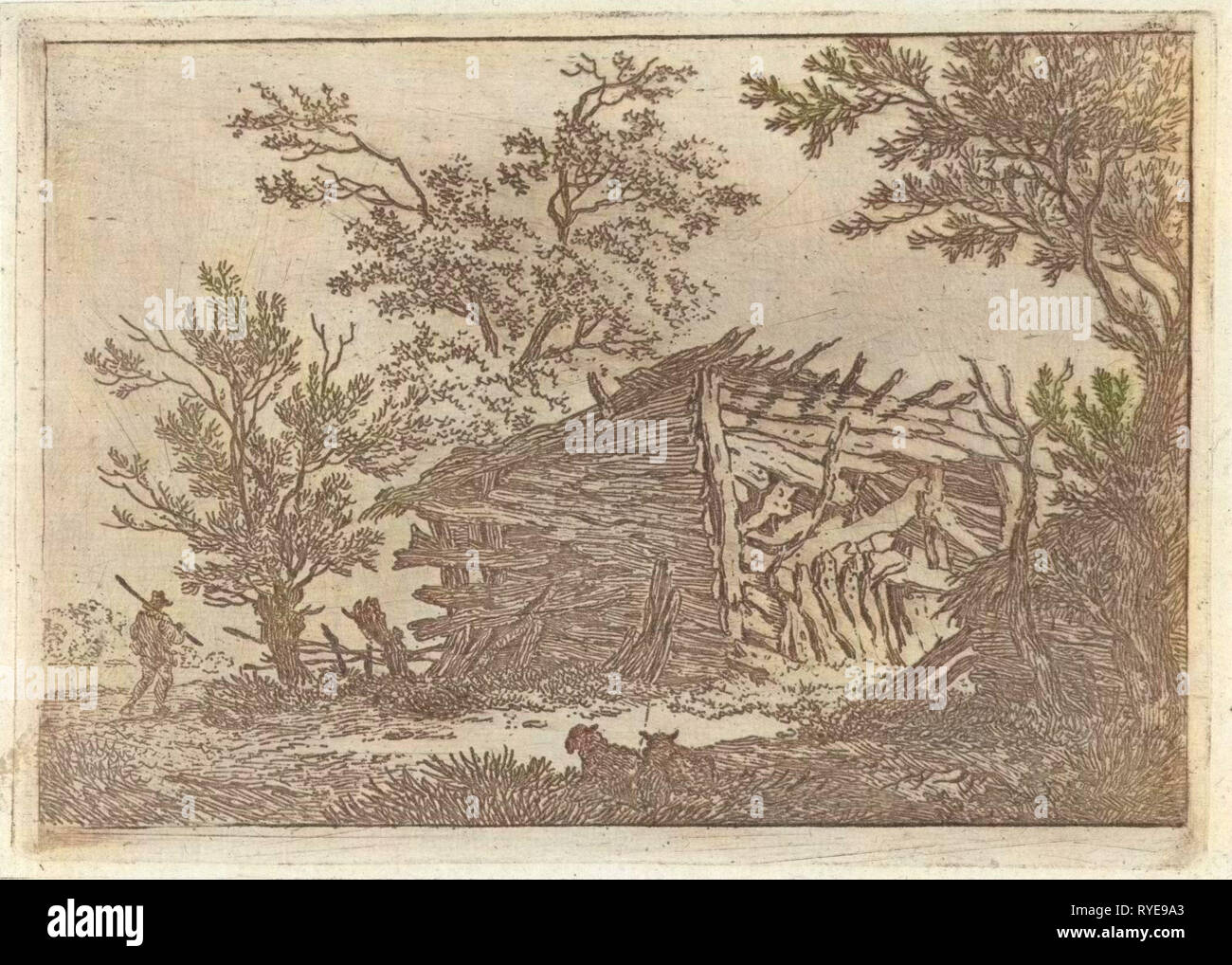 Landscape with a dilapidated barn, François Joseph Pfeiffer (II), 1793 ...