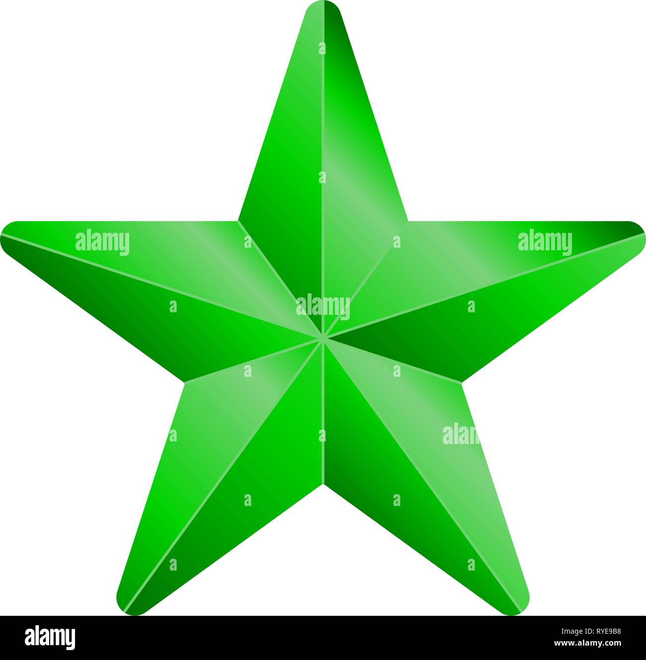 Star symbol icon - green gradient 3d, 5 pointed rounded, isolated ...