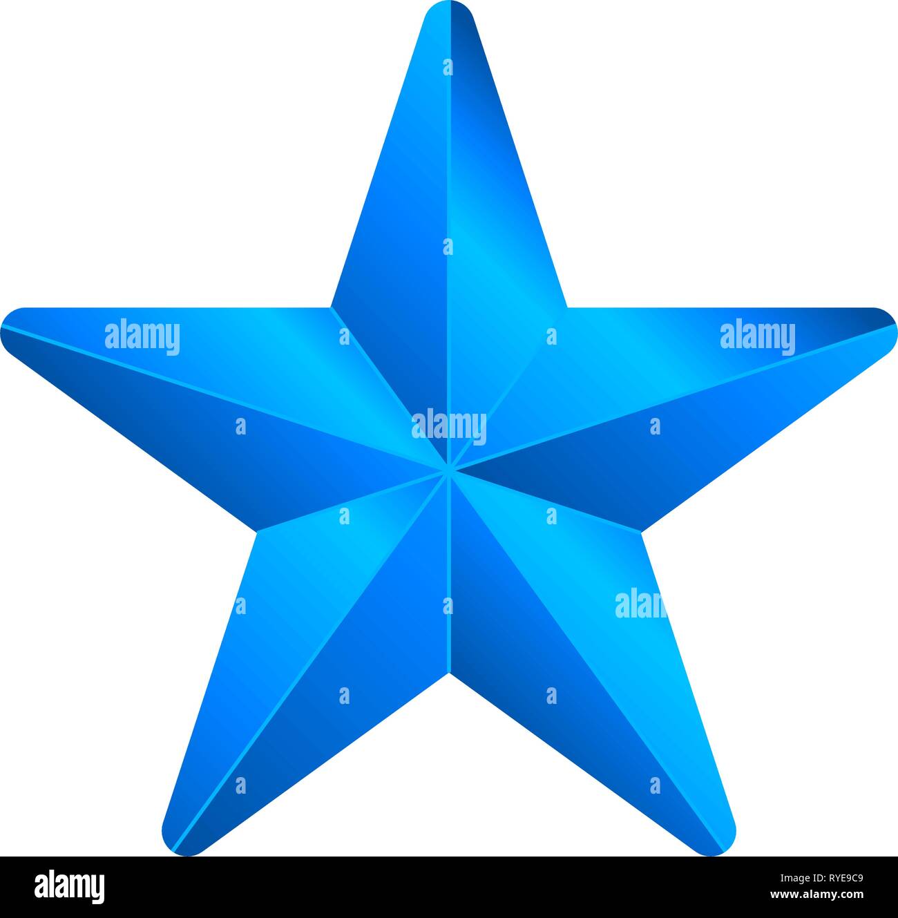 Star symbol icon - blue gradient 3d, 5 pointed rounded, isolated ...