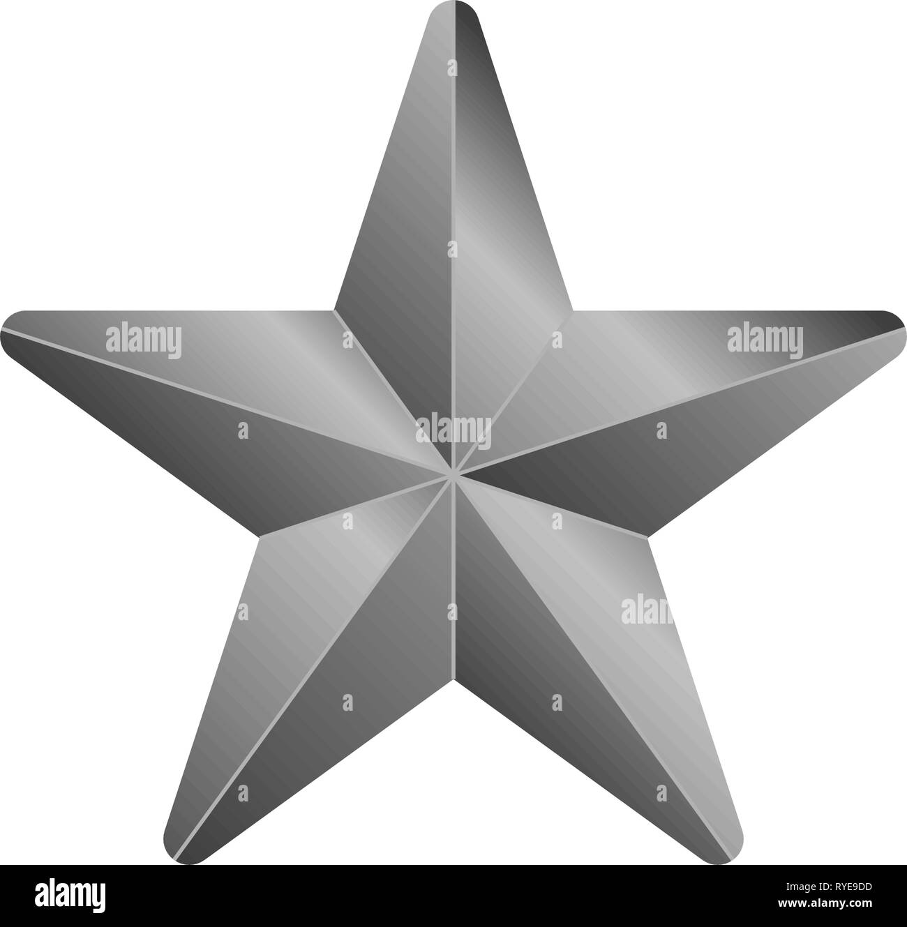 Star symbol icon - gray gradient 3d, 5 pointed rounded, isolated ...