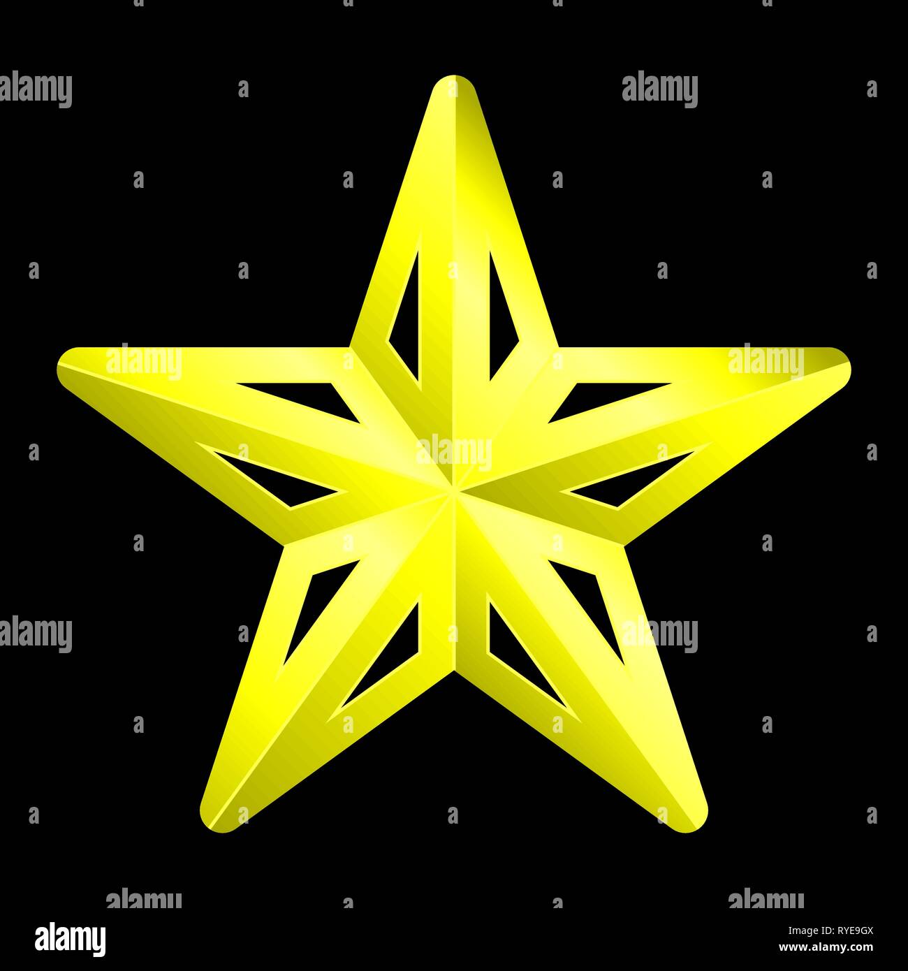 Star symbol icon - yellow gradient 3d, 5 pointed rounded, isolated ...
