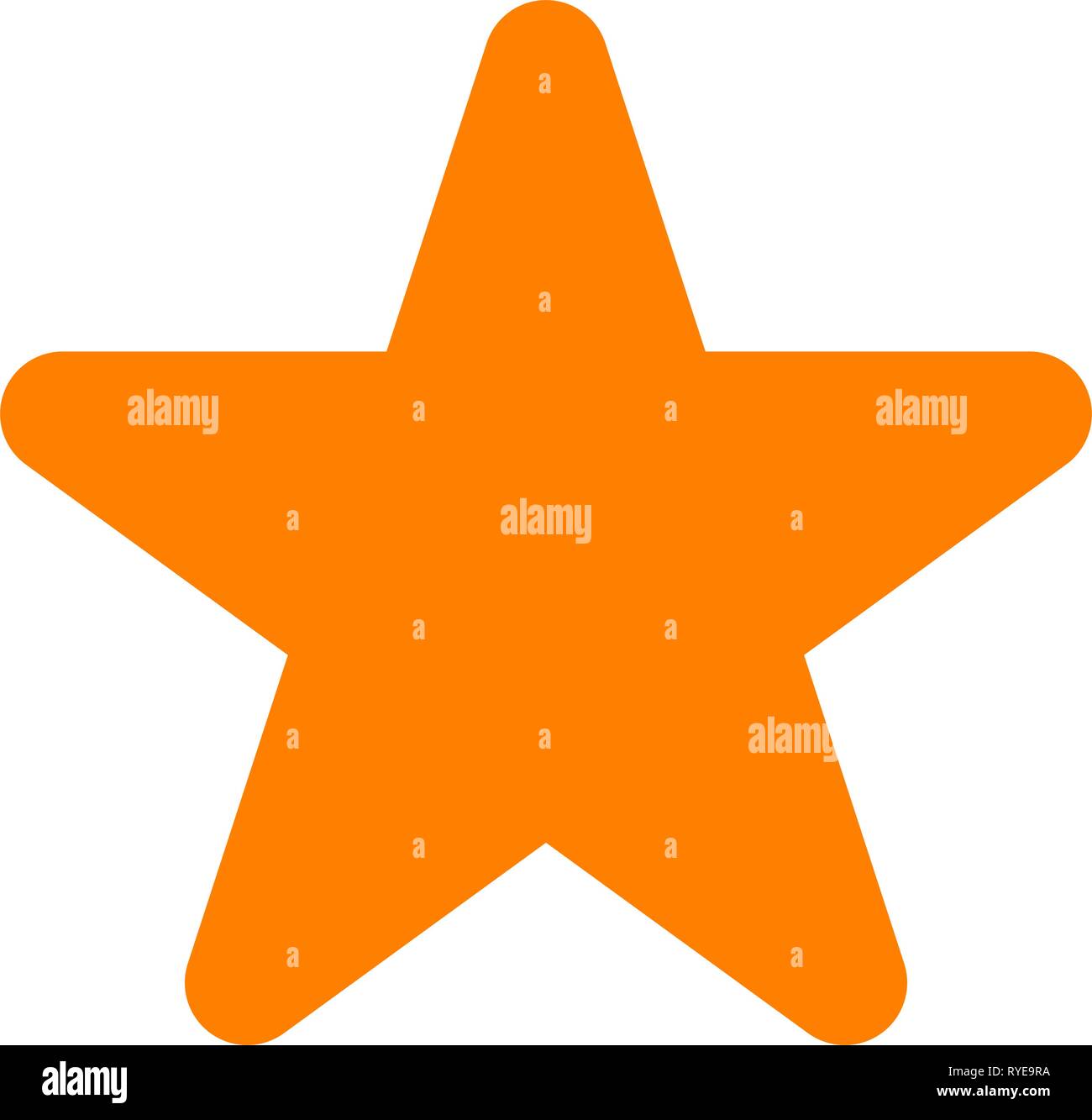 Star symbol icon - orange simple, 5 pointed rounded, isolated - vector ...
