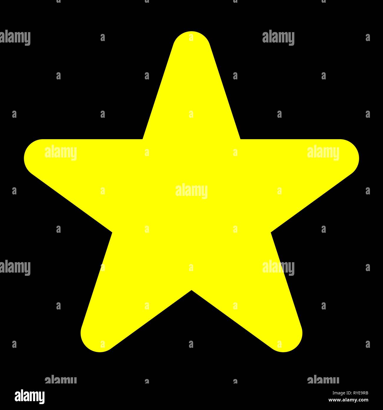 Star symbol icon - yellow simple, 5 pointed rounded, isolated - vector ...