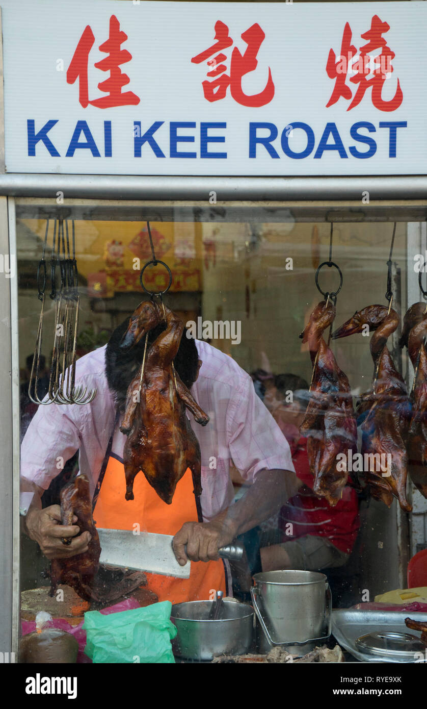 Roast duck food stall in the streets of George Town,Penang,Malaysia ...