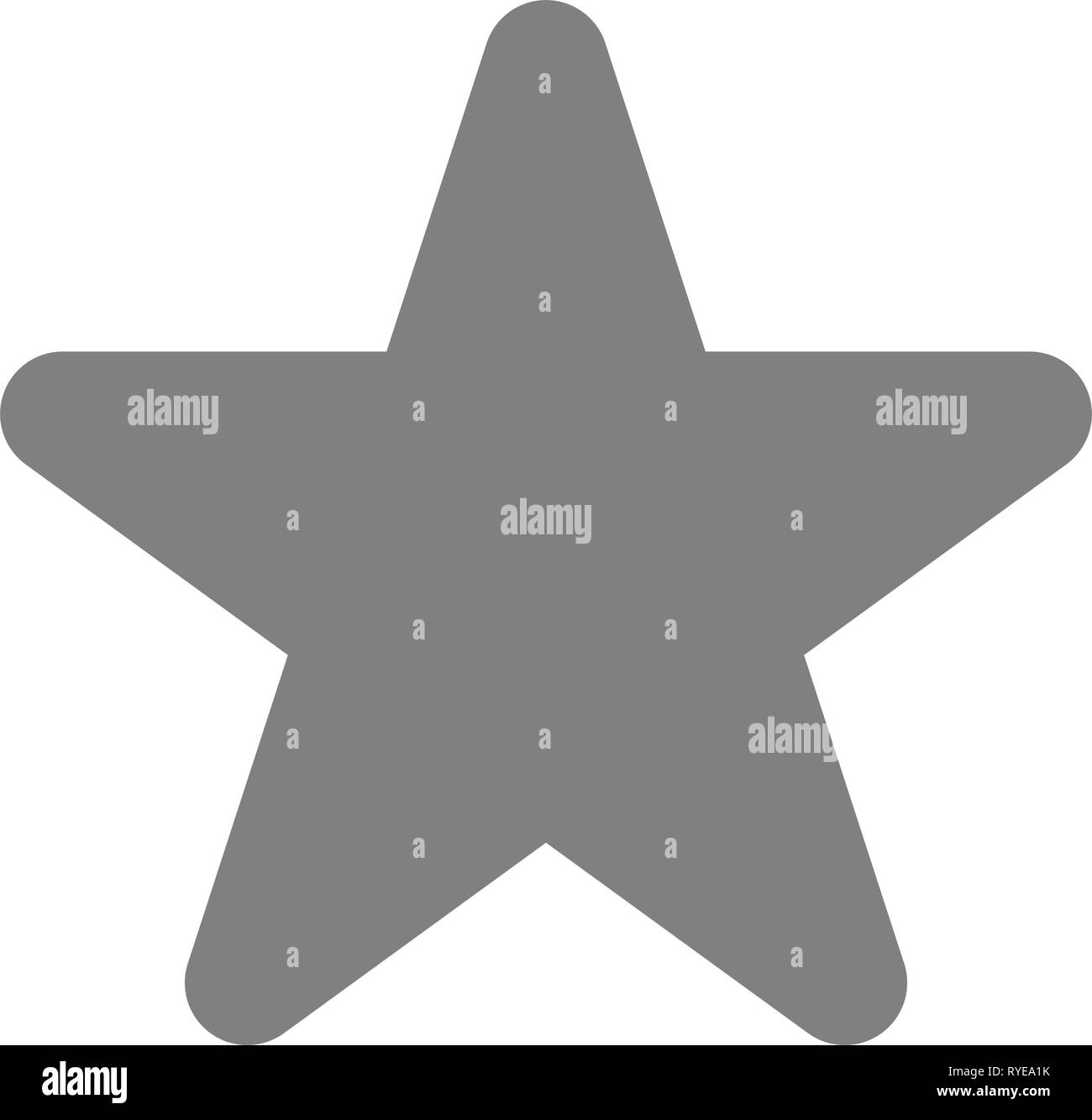 Star symbol icon - gray simple, 5 pointed rounded, isolated - vector ...
