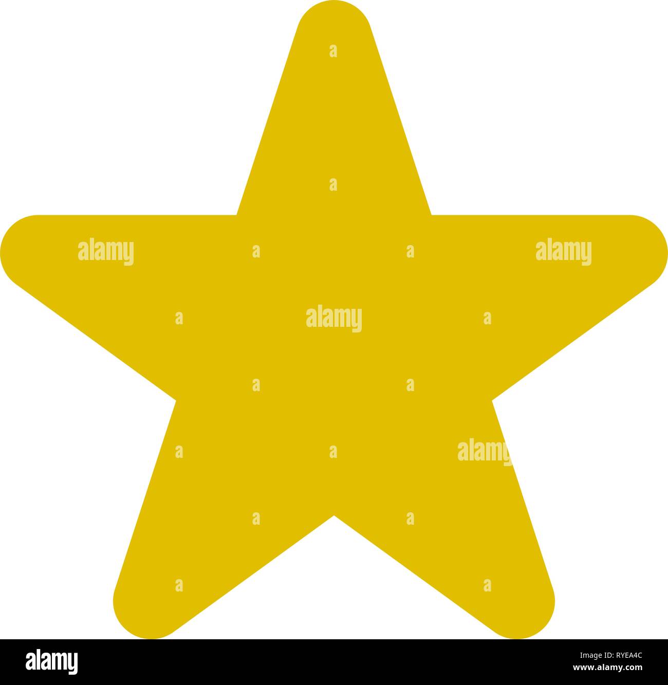 Star symbol icon - golden simple, 5 pointed rounded, isolated - vector ...