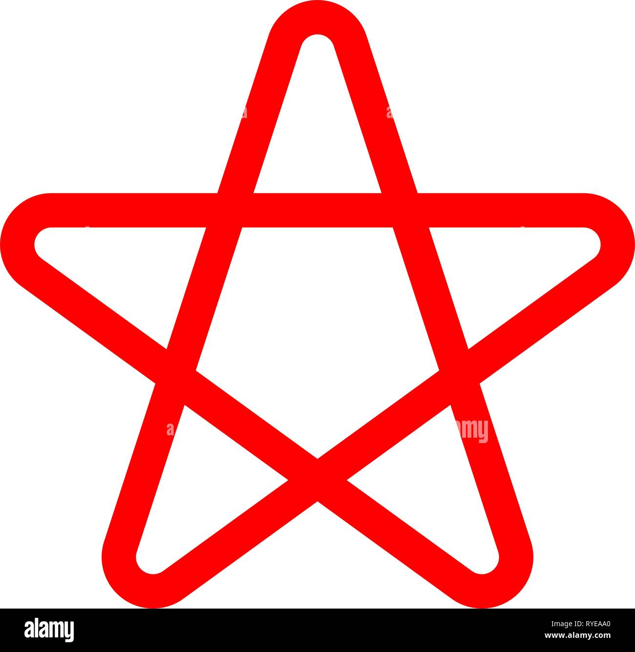 Star symbol icon - red simple outline, 5 pointed rounded, isolated ...