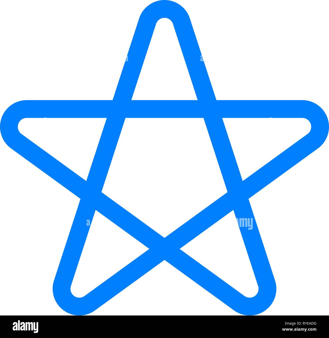 Star symbol icon - blue simple outline, 5 pointed rounded, isolated ...