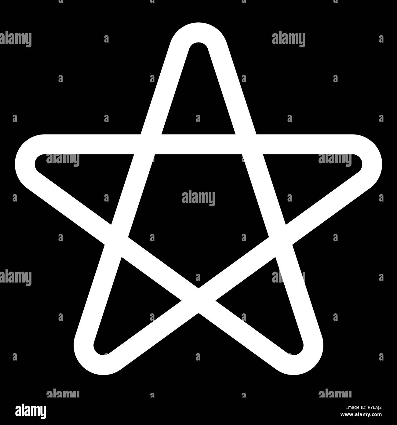 Star symbol icon - white simple outline, 5 pointed rounded, isolated ...