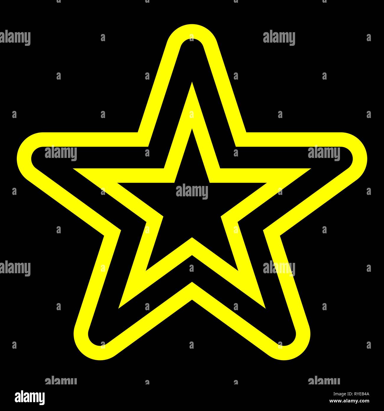 Star symbol icon - yellow simple hollow outline, 5 pointed rounded ...