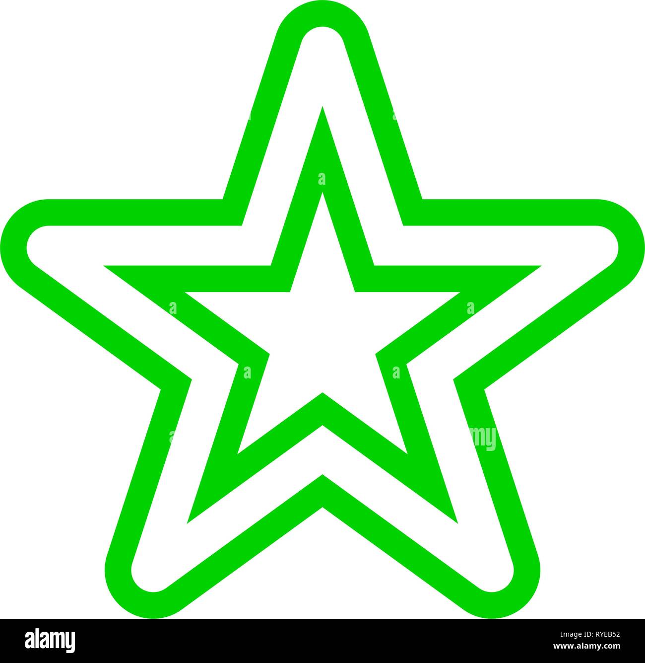 Star symbol icon - green simple hollow outline, 5 pointed rounded ...