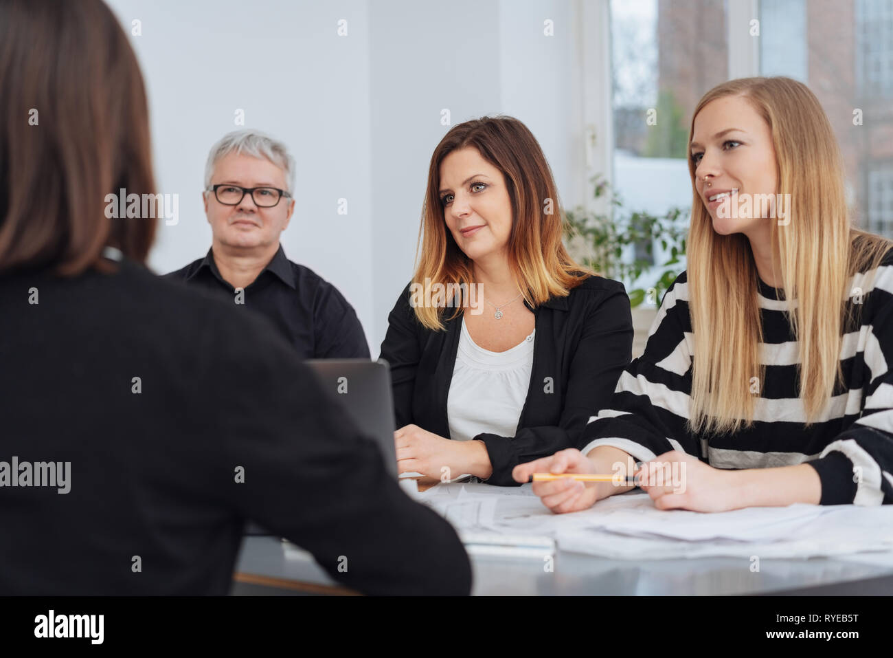 Executive women talking to camera hi-res stock photography and images ...