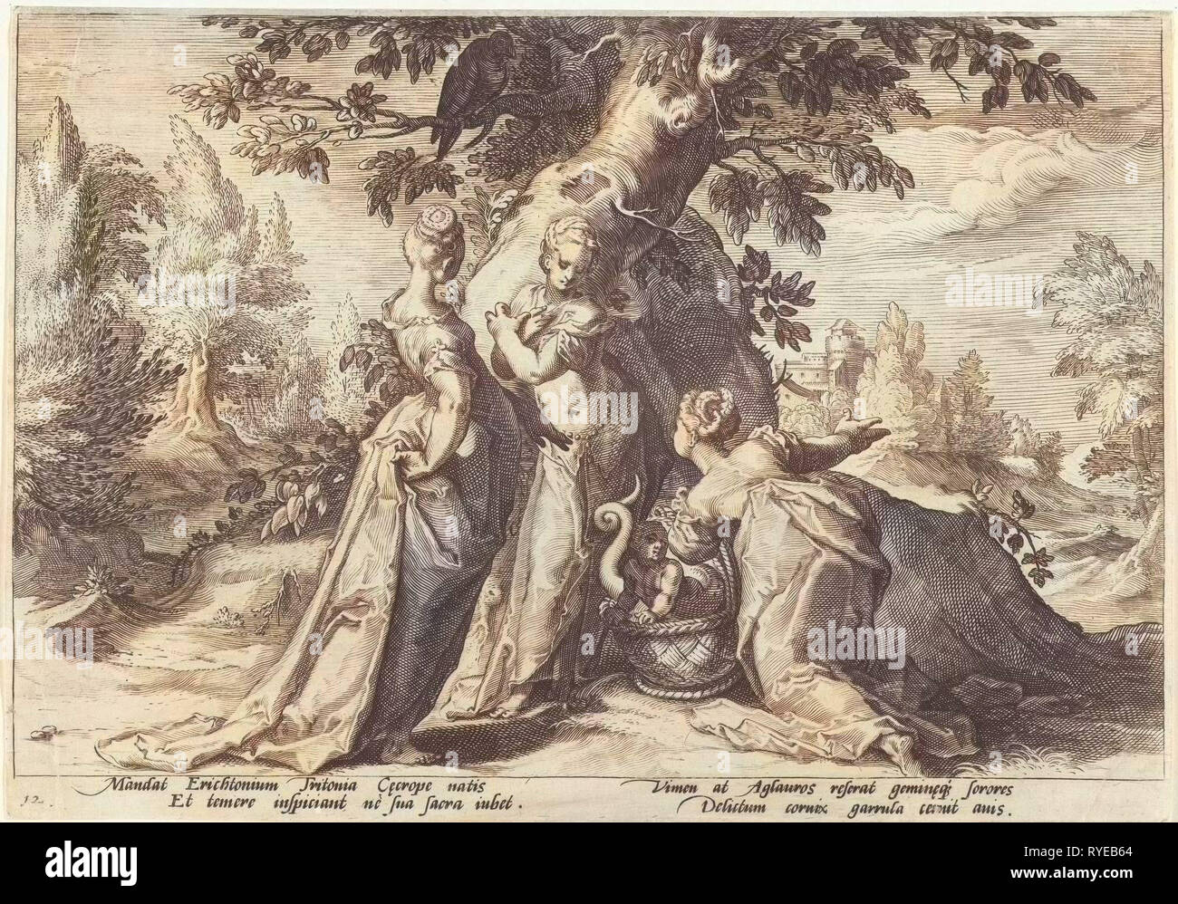 The daughters of Cecrops open the basket that Minerva has entrusted ...