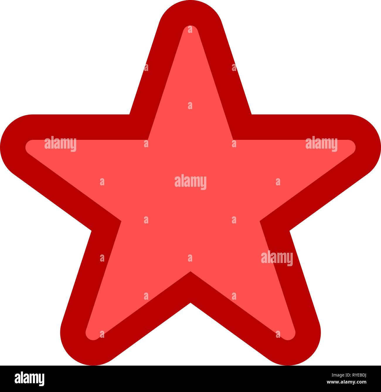Star symbol icon - red simple with outline, 5 pointed rounded, isolated ...