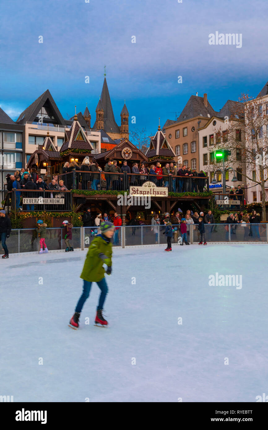 Ice Skating, Cologne Christmas Market, Cologne, Germany, Europe Stock ...