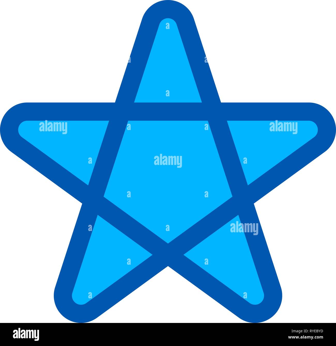 Star symbol icon - blue simple with outline, 5 pointed rounded ...