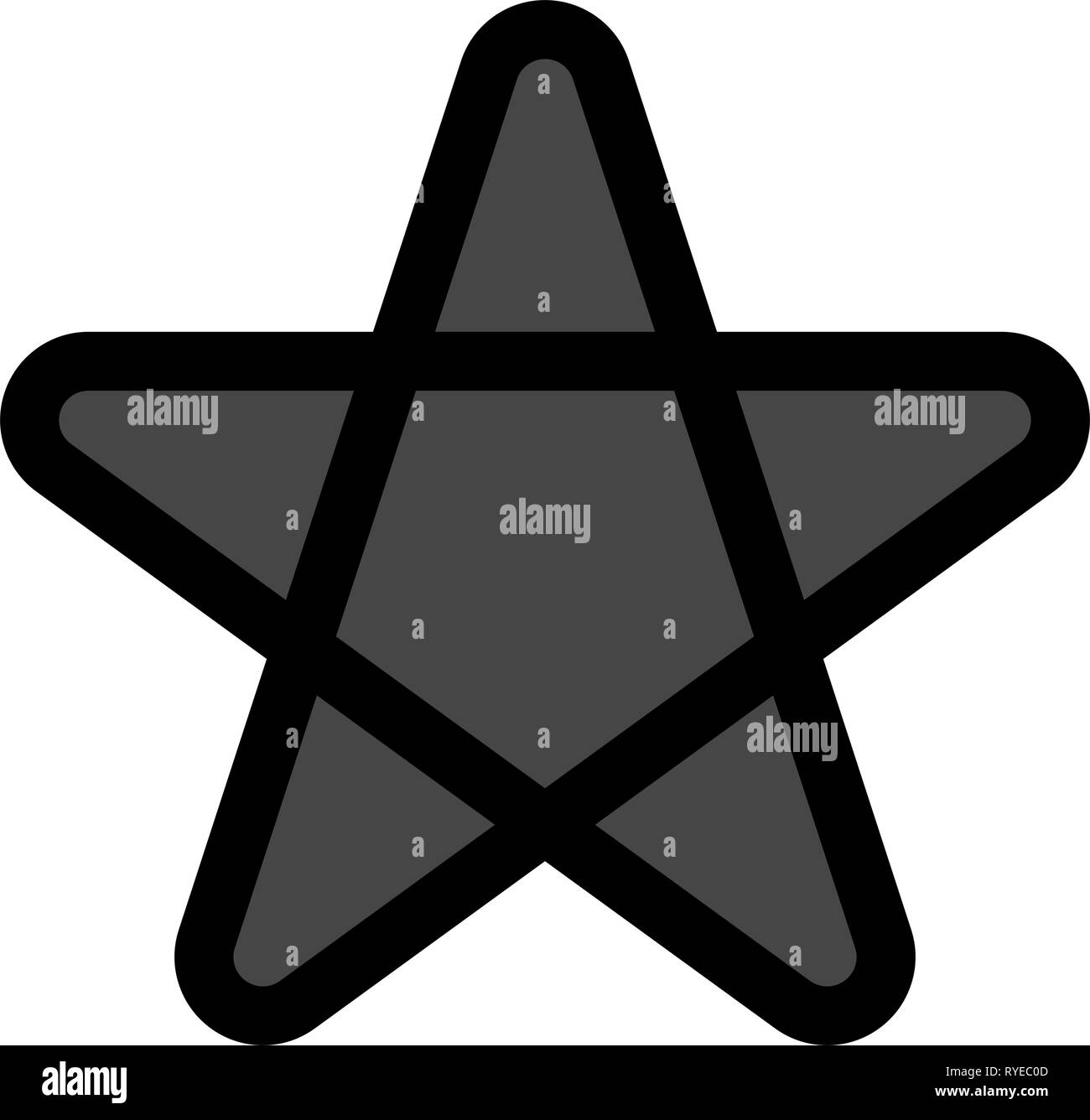 Star symbol icon - black simple with outline, 5 pointed rounded ...