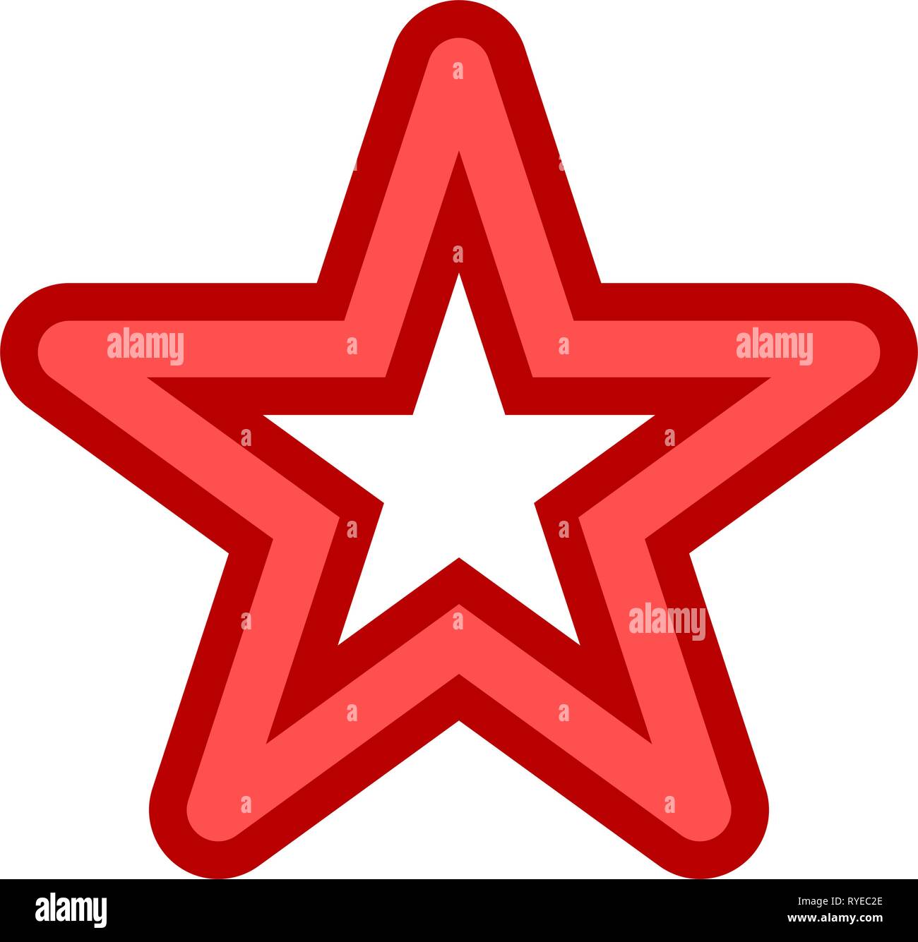 Star symbol icon - red simple hollow with outline, 5 pointed rounded ...