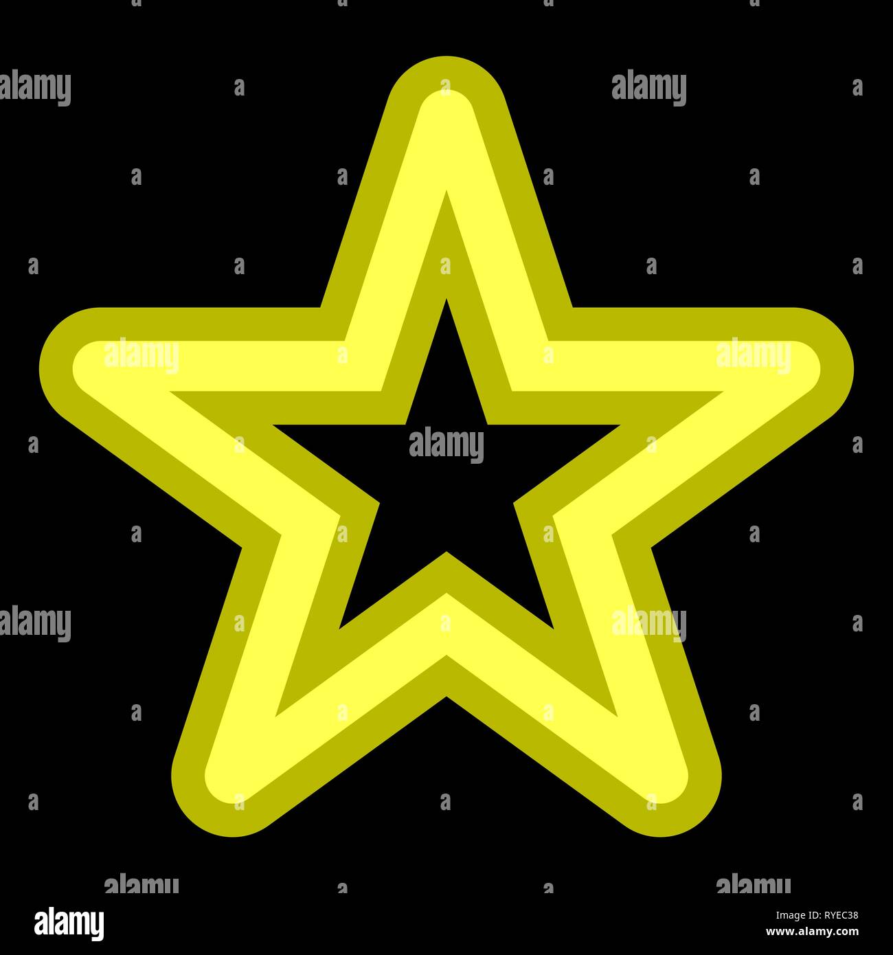 Star symbol icon - yellow simple hollow with outline, 5 pointed rounded ...
