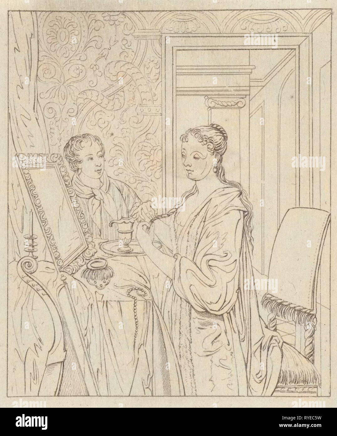 A woman at her toilet, Joannes Bemme, Philip van Dijk, 1800 - 1841 ...