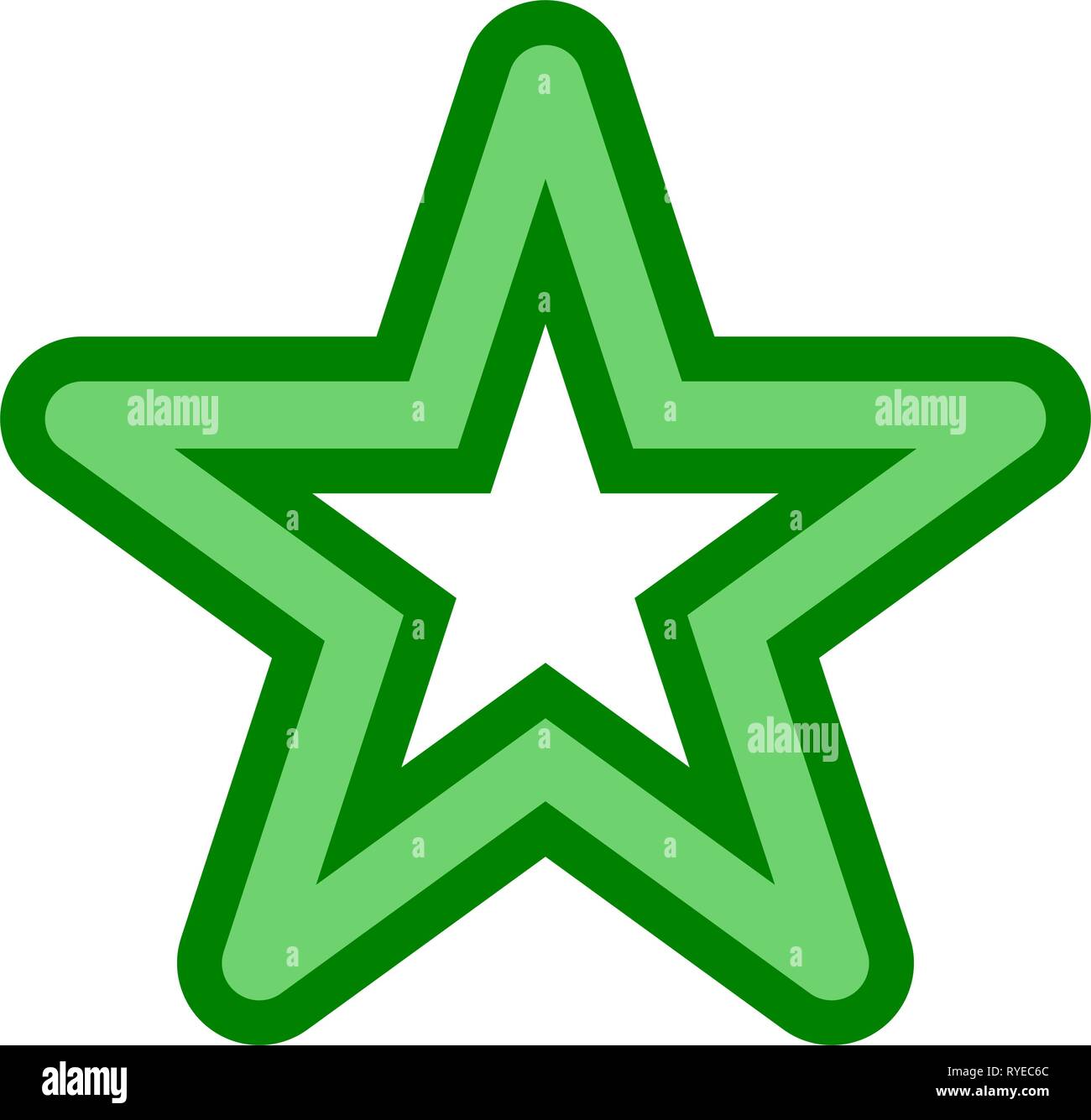 Star symbol icon - green simple hollow with outline, 5 pointed rounded ...
