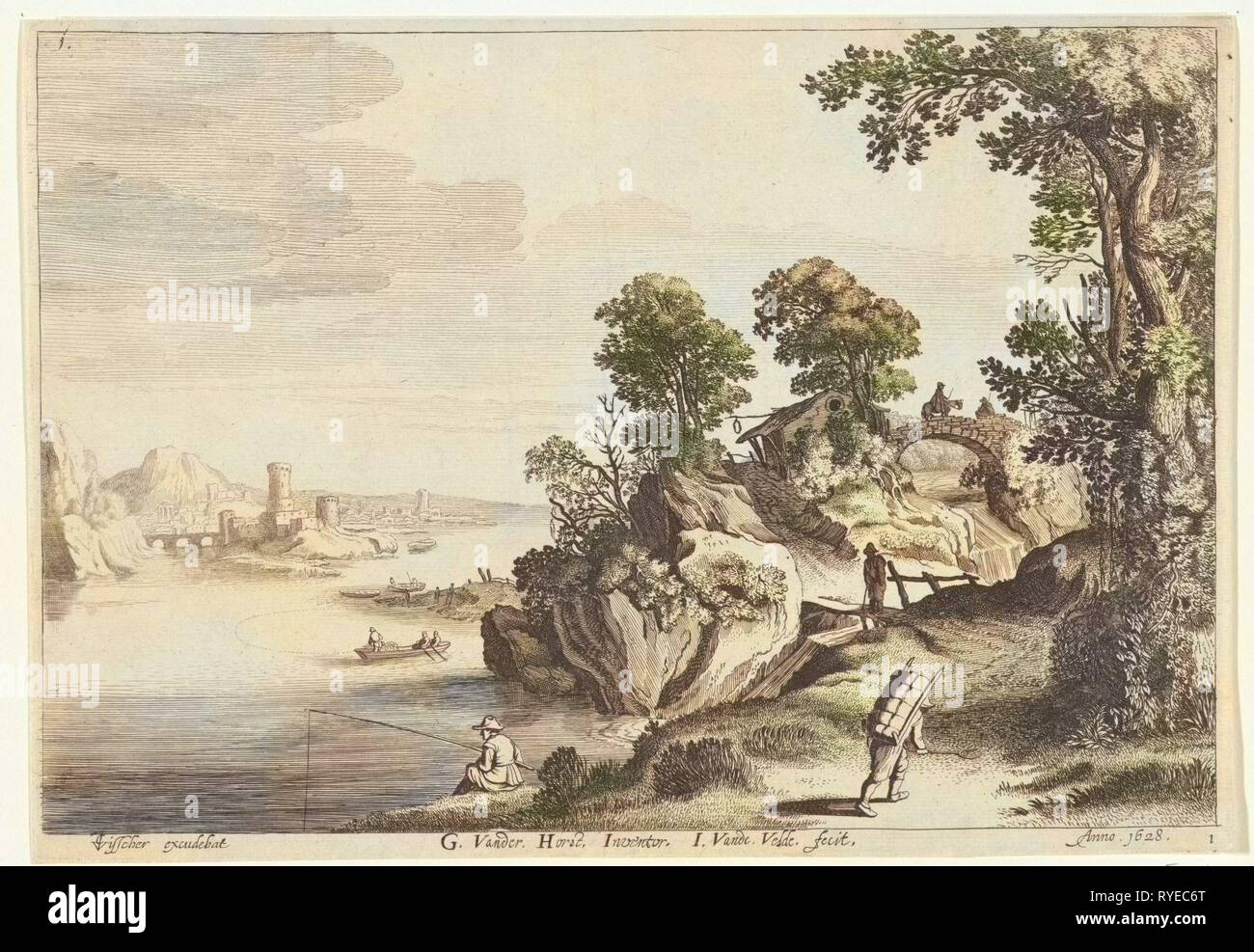 River Landscape With Travelers On Country Road Jan Van De Velde Ii