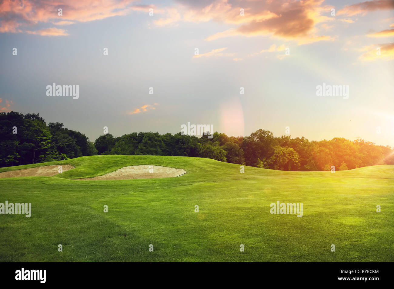 Golf course, launching point Stock Photo - Alamy