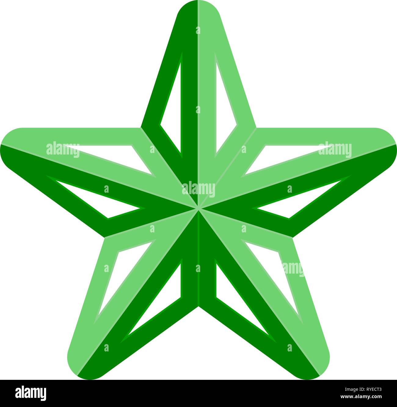 Star symbol icon - green simple 3d, 5 pointed rounded, isolated ...