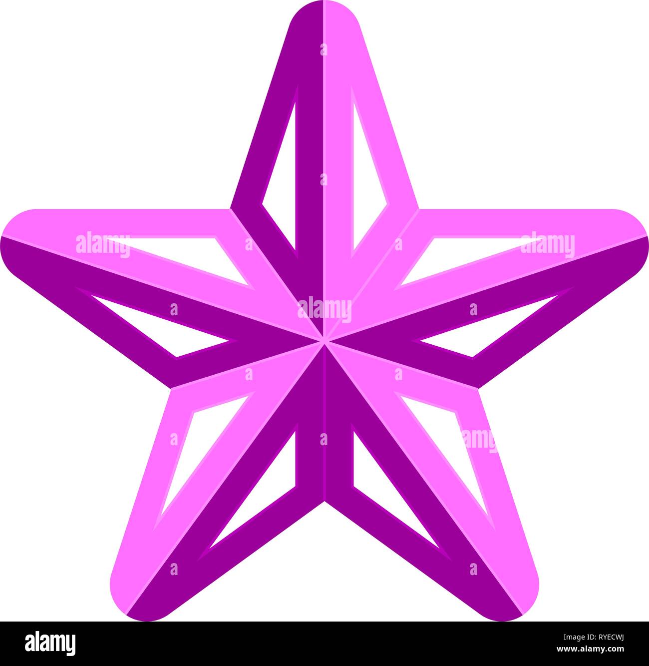 Star symbol icon - purple simple 3d, 5 pointed rounded, isolated ...