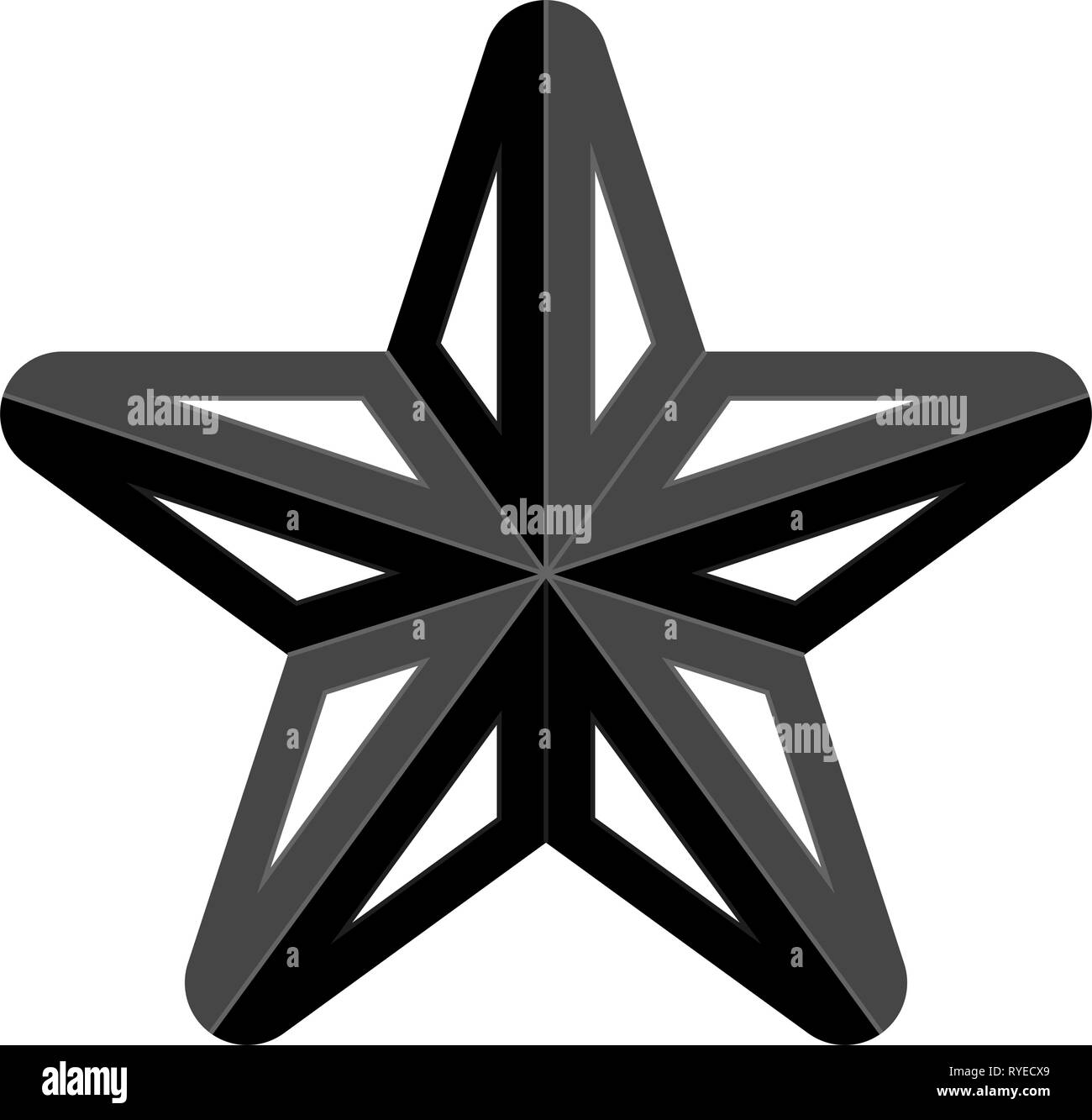 Star symbol icon - black simple 3d, 5 pointed rounded, isolated ...