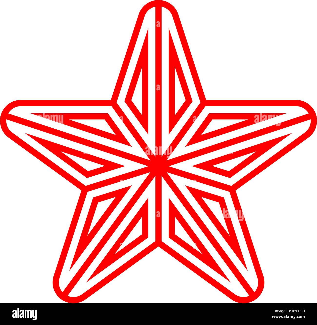 Star symbol icon - red simple outline, 5 pointed rounded, isolated ...
