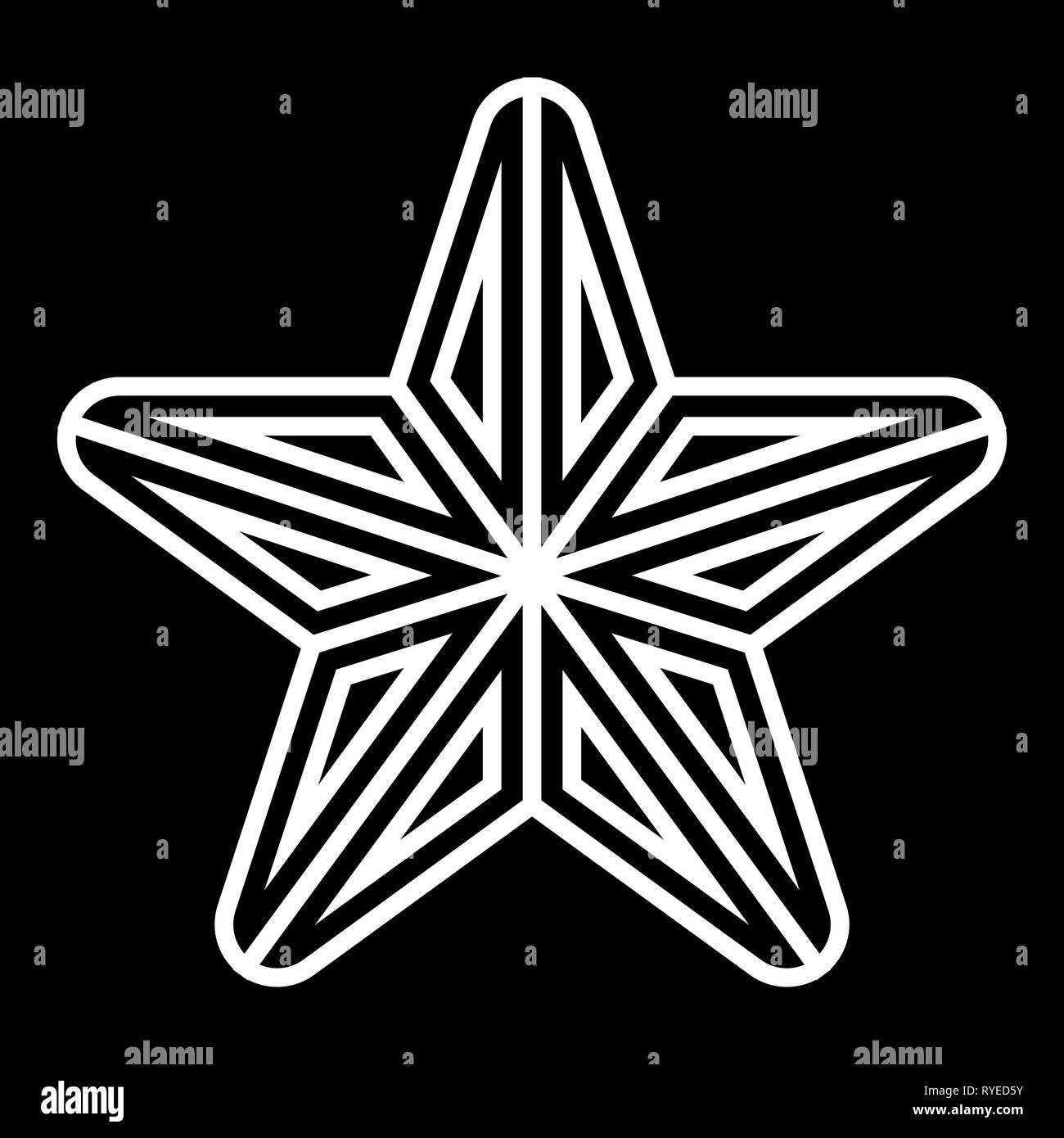 Star symbol icon - white simple outline, 5 pointed rounded, isolated ...