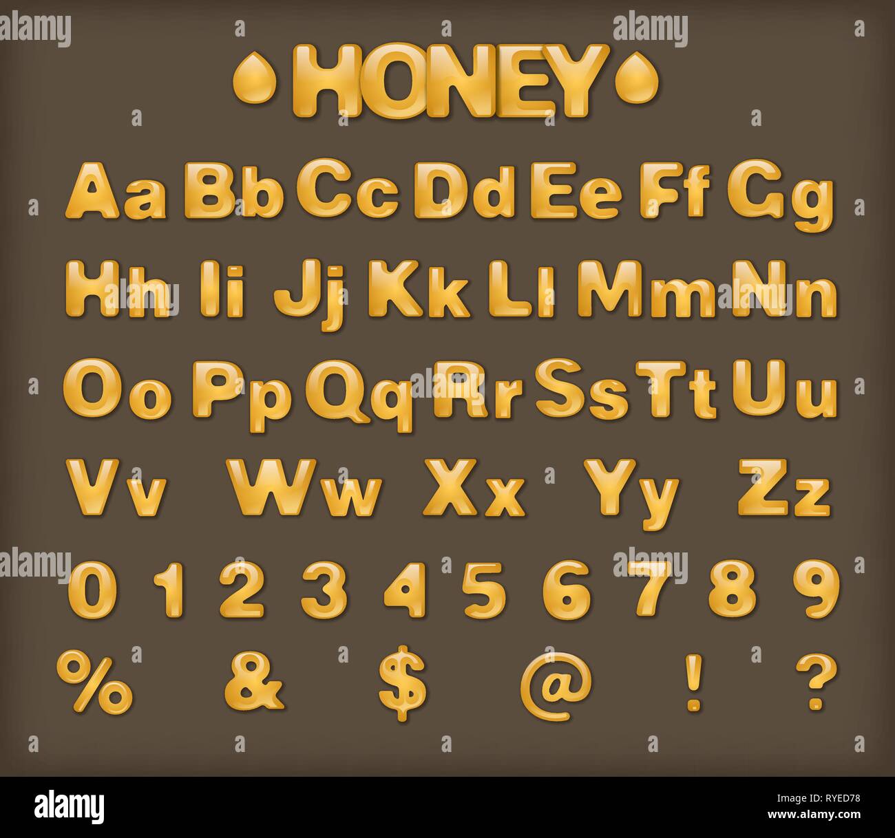 Illustration of gold stickers English Alphabet letters vector Stock ...