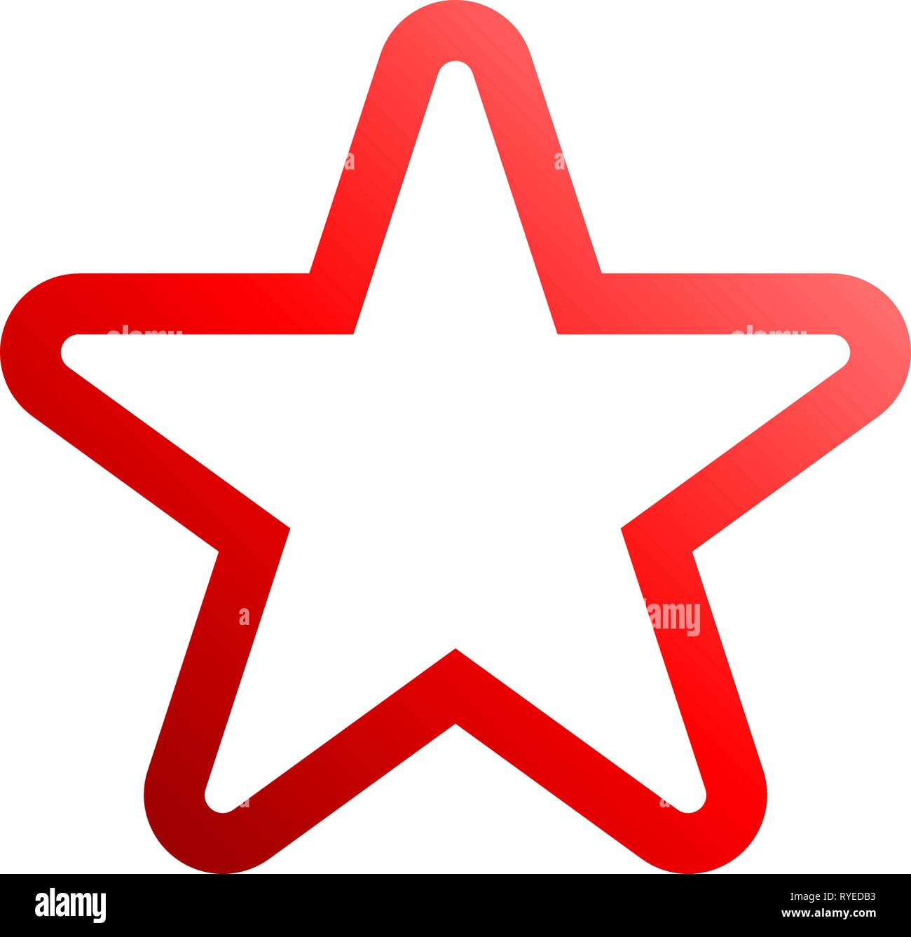 Star symbol icon - red gradient outline, 5 pointed rounded, isolated ...