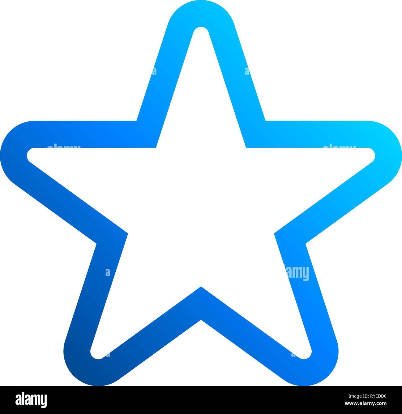 Star symbol icon - blue gradient outline, 5 pointed rounded, isolated ...