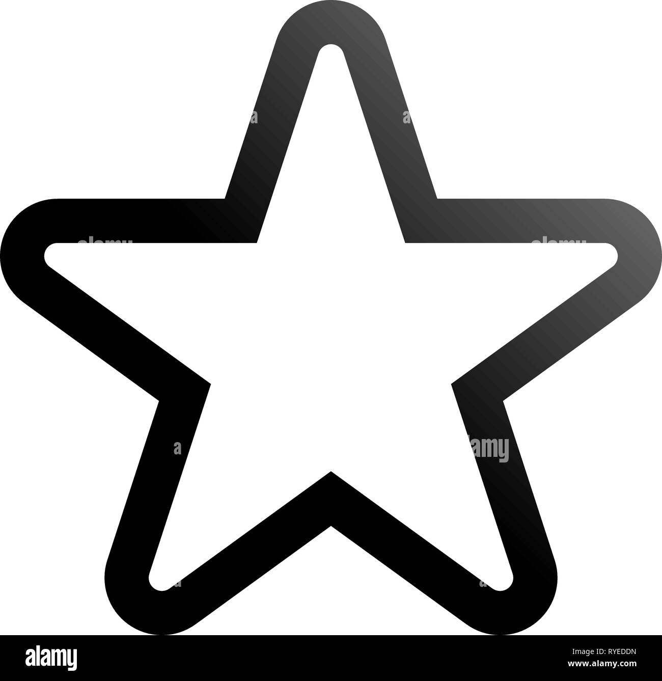 Star symbol icon - black gradient outline, 5 pointed rounded, isolated ...
