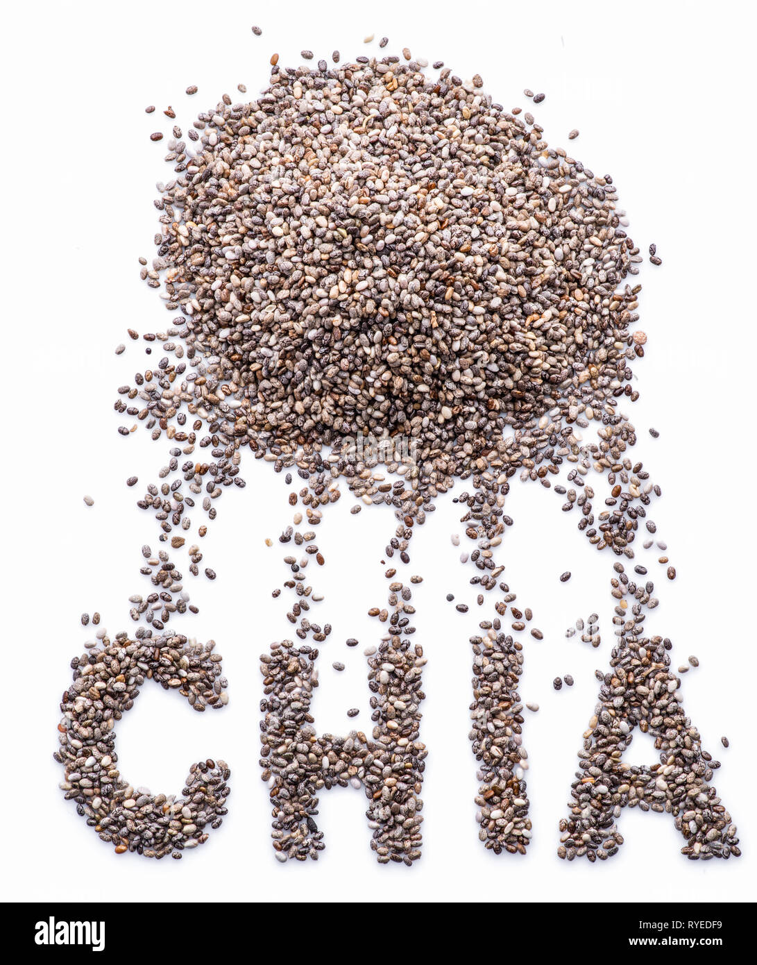 Chia word made up of chia seeds isolated on white background Stock ...