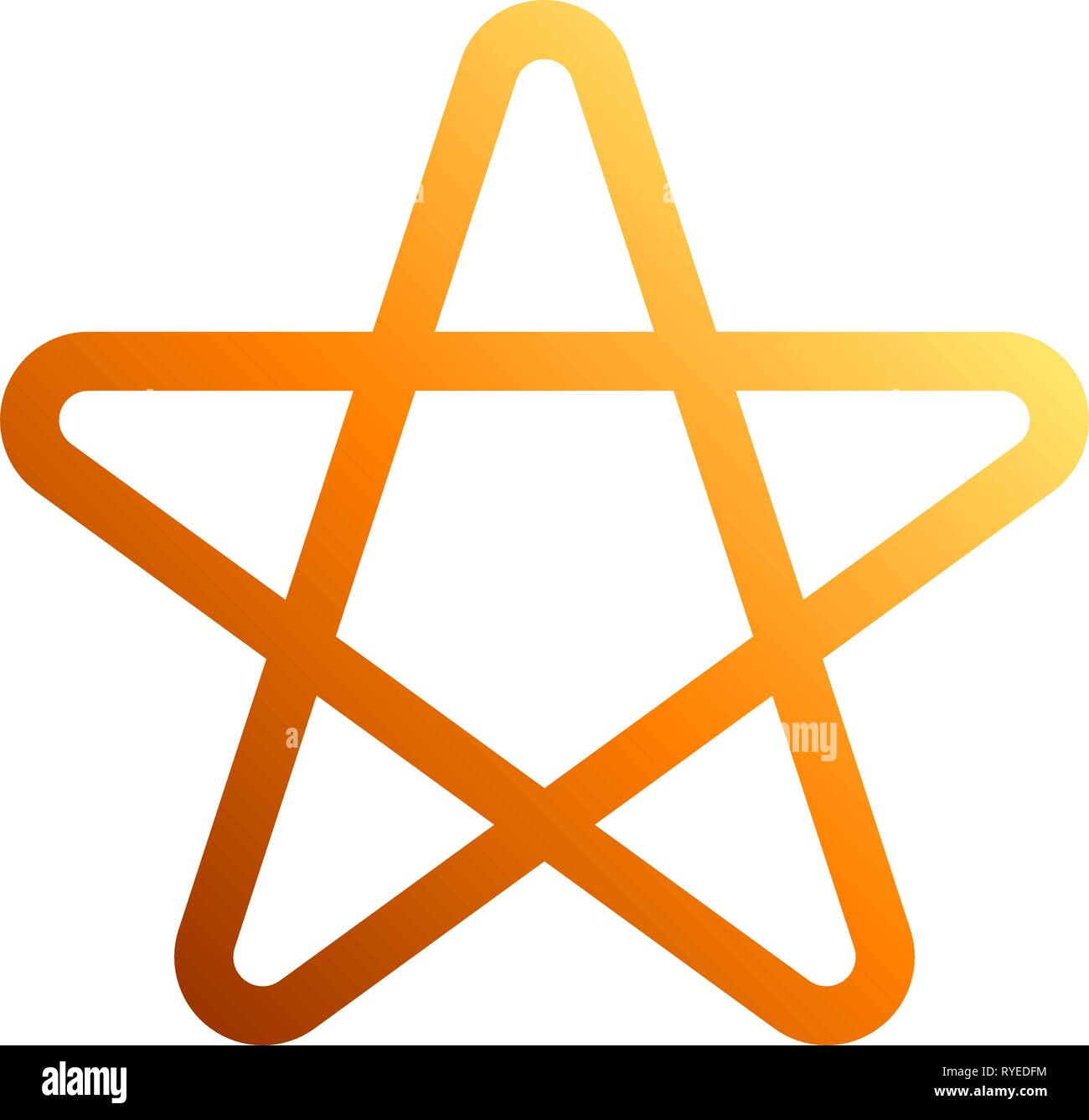 Star symbol icon - orange gradient outline, 5 pointed rounded, isolated ...
