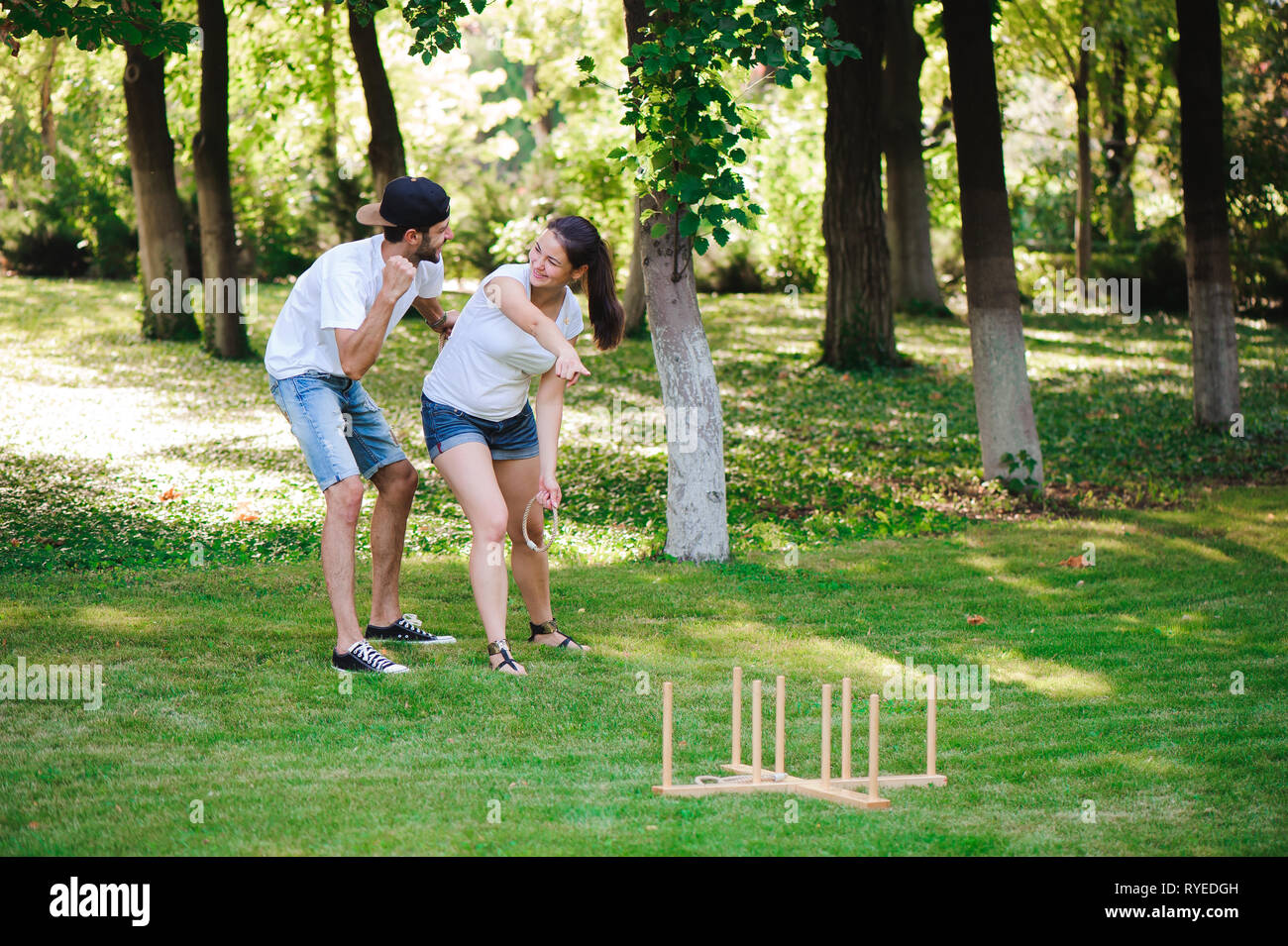 Ring toss throwing game hi-res stock photography and images - Alamy