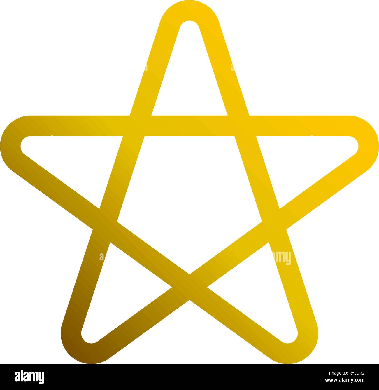 Star symbol icon - golden gradient outline, 5 pointed rounded, isolated ...
